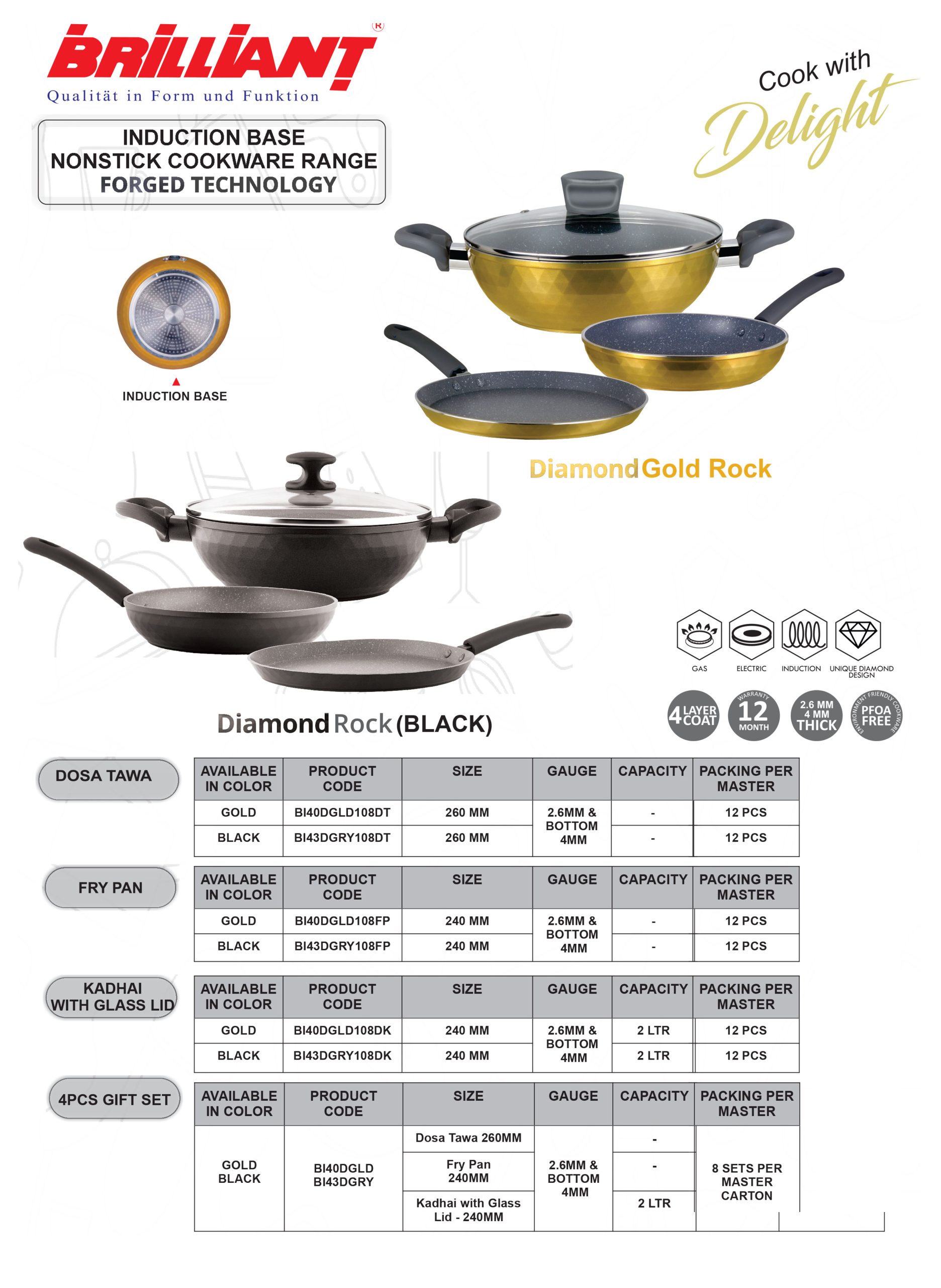 Brilliant International » Diamond Range Non Stick Cookware